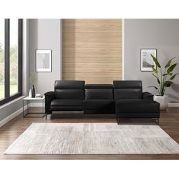 Ecksofa OTTO HOME "LUND, L-Form, 261cm, man. o. elektr. Relaxfunktion (mit USB-A)", schwarz, B:261cm H:97cm T:179cm, Kunstleder 100% Polyurethan, Sofas, Ecksofa, und Kopfteilverstellung