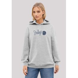 Kapuzenpullover F4NT4STIC "SMILEY", Damen, Gr. XS, grau (grau melange), Obermaterial: 80% Baumwolle, 20% Polyester, oversize, Pullover Kapuzenpullover, Premium Qualit&auml;t