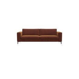 3-Sitzer FLEXLUX "Fiore, super Sitzkomfort durch Kaltschaum im Sitz", braun (cognac), B:229cm H:85cm T:92cm, 100% Polyester, Sofas, breite Armlehnen, F&uuml;&szlig;e Alu+schwarz