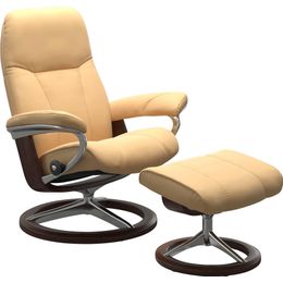 Fu&szlig;hocker stressless "Consul", gelb, B:54cm H:41cm T:39cm, Hocker, Fu&szlig;hocker, mit Signature Base, Gestell Braun