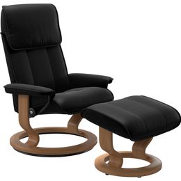 Relaxsessel stressless "Admiral", schwarz (schwarz batick), B:78cm H:98cm T:73cm, Leder BATICK: BATICK ist ein leicht korrigiertes, durchgef&auml;rbtes und genarbtes M&ouml;belleder, bei dem die meisten Unebenheiten und Spuren in der Regel entfernt wurden., Sessel, Relaxsessel, mit Classic Base, Gr&ouml;&szlig;e M & L, Gestell Eiche, Topseller