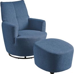 Relaxsessel "SO 1450", blau (dunkelblau tcm 96), B:80cm H:96cm T:88cm, Struktur fein TCM (100% Polyester), SET ONE BY Musterring, Sessel, Relaxsessel, mit Dreh- und Wippfunktion, inklusive Hocker