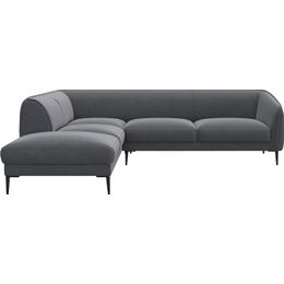 Ecksofa FLEXLUX "Belle Designsofa, L-Form, B/T 268/209 cm", grau (soft grau), B:268cm H:74cm T:209cm, 100% Polyester, Sofas, Ecksofa, Skandinavisches Design, In hochwertiger Verarbeitung