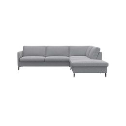 Ecksofa FLEXLUX "Fiore, super Sitzkomfort durch Kaltschaum im Sitz, L-Form", grau (sophisto gre), B:266cm H:85cm T:225cm, 100% Polyester, Sofas, Ecksofa, schmale Armlehnen, F&uuml;&szlig;e Alu+schwarz