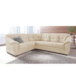 Sit & More Ecksofa SIT & MORE "Savona L-Form, B: 262 cm", beige (creme), B:262cm H:90cm T:212cm, PRIMABELLE-Microfaser (100% Polyester);SOFTLUX/Struktur (Korpus in Kunstleder, Sitz und R&uuml;cken in Strukturstoff aus 75% Polyester und 25% Viskose);Kunstleder SOFTLUX;NaturLEDER (echtes Rindsleder), Korpus in Kunstleder SOFTLUX, Sofas, Ecksofa, optional Bettfunktion, Federkern, Topseller