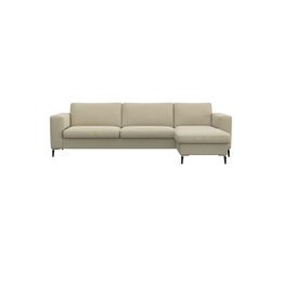 Ecksofa FLEXLUX "Fiore, superbequemer Sitzkomfort durch Kaltschaum im Sitz, L-Form", beige (sandy beige), B:262cm H:85cm T:92cm, 100% Polyester, Sofas, Ecksofa, breite Armlehnen, F&uuml;&szlig;e Alu+schwarz