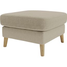Polsterhocker Home Affaire "MARSEILLE", braun (cappuccino), B:70cm H:47cm T:70cm, 85% Polypropylene, 15% Polyester, Hocker, Polsterhocker, Massivholzbeine Eiche, Landhausstil, Wellenunterfederung