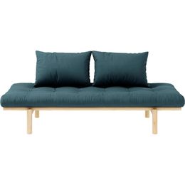 Daybett Karup Design "Pace", blau (petrolblau), B:200cm H:37cm L:200cm, Daybetten, aus massiven Kiefernholz, inkl. Futonmatratze