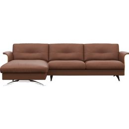 Ecksofa FLEXLUX "Glow, super bequem durch hochwertigem Sitzaufbau mit Federkern, L-Form", braun (old chestnut braun), B:273cm H:81cm T:158cm, 100% Echteder, Sofas, Ecksofa, Modernes skandinavisches Design