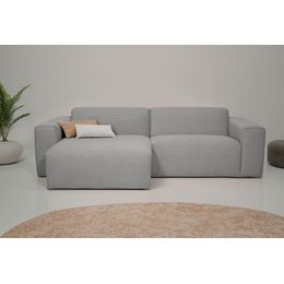 Ecksofa OTTO HOME "Koa, 228 cm, L-Form, Modulsofa in Cord, Chenille, Struktur, Webstoff", grau (cloud grau), B:228cm H:88cm T:159cm, 100% Polyester, Sofas, Ecksofa, Designsofa, weicher Lounge-Sitzkomfort, Welleunterfederung, bodentief