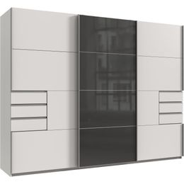 Schwebet&uuml;renschrank wimex "Saigon, Kleiderschrank mit Schiebet&uuml;r", wei&szlig; (wei&szlig;, glas sandgrau, griffe alu), B:270cm H:208cm T:64cm, Holzwerkstoff, Schr&auml;nke, Schwebet&uuml;renschrank, mit Glaselementen, 3 T&uuml;ren, 270cm breit, Topseller