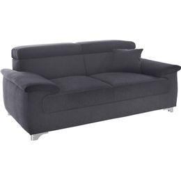 2-Sitzer DOMO collection "Mira inklusive Kopfteilverstellung f&uuml;r mehr Wohlf&uuml;hlkomfort", grau (dunkelgrau), B:185cm H:78cm T:100cm, Zierkissen: Entsprechend jeweiligem Bezug.;Struktur (100% Polyester);Struktur fein (100% Polyester);Luxus-Microfaser (92% Polyester, 8% Nylon), Sofas, elegant und modern, komfortabel, frei im Raum stellbar