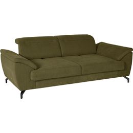 Sit & More 2,5-Sitzer SIT & MORE "Percy", gr&uuml;n, B:207cm H:77cm T:112cm, Sofas, 12 cm Fu&szlig;h&ouml;he, Sitztiefenverstellung, wahlweise Kopfteilverstellung