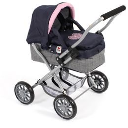 Bayer Chic 2000 Puppenwagen CHIC2000 "Smarty, Mini-Kuschelwagen", blau (grau, navy), Puppenwagen, KinderB:56cm H:56cm T:56cm, Kunststoff, Metall, Stoff, mit herausnehmbarer Tragetasche, B:56cm H:56cm T:56cm