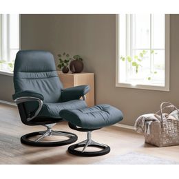 Fu&szlig;hocker stressless "Sunrise", blau (atlantic blau batick), B:57cm H:42cm T:40cm, Leder BATICK: BATICK ist ein leicht korrigiertes, durchgef&auml;rbtes und genarbtes M&ouml;belleder, bei dem die meisten Unebenheiten und Spuren in der Regel entfernt wurden.;Leder PALOMA: PALOMA ist ein durchgef&auml;rbtes Semianilin-M&ouml;belleder mit nat&uuml;rlicher Narbung.;ROHLEDER Stoff Q2 FARON: Ein fester zuverl&auml;ssiger Boucl&eacute; mit 