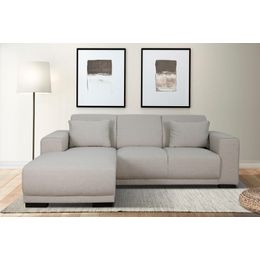 Ecksofa Home Affaire "BORNHOLM L-Form, B: 234 cm - OTTO. Verl&auml;ssliche Qualit&auml;t.", beige, B:234cm H:85cm T:162cm, 100% Polyester, Sofas, Ecksofa, Recamiere links oder rechts bestellbar, Wellenfederung, inkl. 2 Kissen