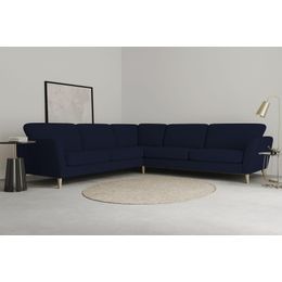 Ecksofa Home Affaire "MARSEILLE 278/278 cm, L-Form, Webstoff, Flachgewebe, Filzoptik", blau, B:278cm H:88cm T:278cm, 85% Polypropylene, 15% Polyester, Sofas, Ecksofa, gleichschenklig, Massivholzbeine, Landhausstil, Wellenunterfederung