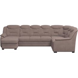 Wohnlandschaft COTTA "Marcus U-Form", braun (mud), B:330cm H:99cm T:211cm, 100% Polyester, Sofas, Wohnlandschaft, wahlweise mit Bettfunktion & Stauraum