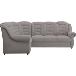 Ecksofa Home Affaire "Boston L-Form", silber, B:266cm H:102cm T:216cm, 100% Polyester, Sofas, Ecksofa, mit hoher R&uuml;ckenlehne, wahlweise mit Bettfunktion & Stauraum