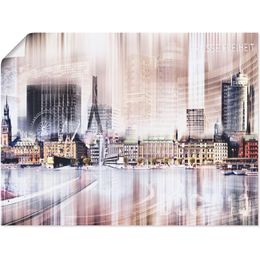 Poster Artland "Hamburg Skyline Abstrakte Collage II", beige (farbe bild(er): naturfarben), B:40cm H:30cm, Bilder, Poster, ohne Rahmen