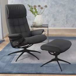 Relaxsessel stressless "London", schwarz (schwarz batick), B:80cm H:116cm T:71cm, Leder BATICK: durchgef&auml;rbtes und genarbtes M&ouml;belleder;Leder PALOMA: durchgef&auml;rbtes Semianilin-M&ouml;belleder;ROHLEDER Stoff Q2 FARON (100% Polyester im Flor, Grundgewebe: 50% Polyester, 50% Polyacryl), Sessel, Relaxsessel, mit Hocker, High Back, mit Star Base, Gestell Schwarz