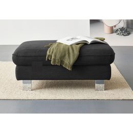 Hocker COTTA "Driver", schwarz (charcoal), B:101cm H:46cm T:65cm, 100% Polyester, Hocker, Hocker, mit edlen Metallf&uuml;&szlig;en