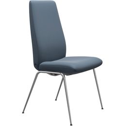 Polsterstuhl stressless "Laurel", blau (sparrow blau paloma, chrom matt), B:57cm H:105cm T:60cm, Leder PALOMA: PALOMA ist ein durchgef&auml;rbtes Semianilin-M&ouml;belleder mit nat&uuml;rlicher Narbung., St&uuml;hle, Polsterstuhl, High Back, Gr&ouml;&szlig;e L, mit Beinen aus Stahl in Chrom matt