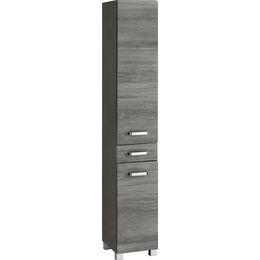 Hochschrank Welltime "Ravenna", grau (eichefarben, graphit, rauchfarben), B:30cm H:185cm T:35cm, Schr&auml;nke, Hochschrank, T&uuml;ren mit Anschlagd&auml;mpfern