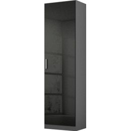 Dreht&uuml;renschrank Rauch "Kleiderschrank Schrank Garderobe Schlafzimmerschrank CELLE", grau (graumetallic, hochglanz effektgrau, griffe alu), B:47cm H:197cm T:54cm, Holzwerkstoff, Schr&auml;nke, Dreht&uuml;renschrank, in 4 Breiten und 2 H&ouml;hen, optional mit Schubk&auml;sten MADE IN GERMANY