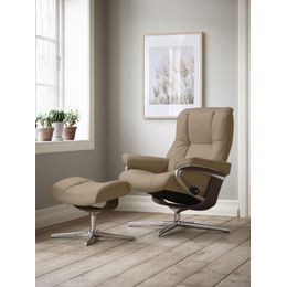 Relaxsessel stressless "Mayfair", braun (sand dinamica), B:83cm H:102cm T:74cm, Microfaser DINAMICA (88% Polyester, 12% Polyurethan), Sessel, Relaxsessel, mit Hocker, mit Cross Base, Gr&ouml;&szlig;e S, M & L, Holzakzent Braun