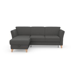 Sit & More Ecksofa SIT & MORE "Visby L-Form", grau, B:248cm H:87cm T:162cm, Sofas, Ecksofa, Wahlweise mit Bettfunktion und Bettkasten, frei im Raum stellbar