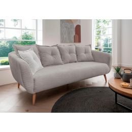 3-Sitzer Home Affaire "Baggio modern und romantisches Design, bequem", grau, B:236cm H:80cm T:103cm, 100% Polyester, Sofas, Zierkissen inklusive