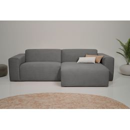Ecksofa OTTO HOME "Koa, 228 cm, L-Form, Modulsofa in Cord, Chenille, Struktur, Webstoff", grau (dunkelgrau), B:228cm H:88cm T:159cm, 100% Polyester, Sofas, Ecksofa, Designsofa, weicher Lounge-Sitzkomfort, Welleunterfederung, bodentief