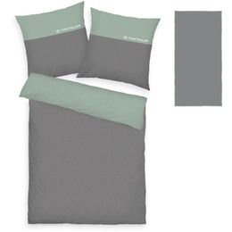 Bettw&auml;sche Tom Tailor HOME "Henry", jade, grau, B/L: 135cm x 200cm, 1 Stk., 1 Stk., Renforc&eacute;, B/L: 80cm x 80cm, 3 Stk., Renforc&eacute;, Obermaterial: 100% Baumwolle, Bettw&auml;sche, Bettw&auml;sche, Bettw&auml;sche aus Baumwolle, mit GRATIS-Zugabe: Sporthandtuch