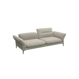 3-Sitzer FLEXLUX "Salino, Funktionssofa, Relaxsofa", beige (natural), B:248cm H:88cm T:105cm, 100% Polyester, Sofas, Sofa mit Arm- und Kopfteil-Verstellungen, Kaltschaum & Stahl-Wellen