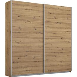 Schwebet&uuml;renschrank OTTO HOME "Kleiderschrank Schrank Garderobe Schlafzimmerschrank THANOS", braun (eiche artisan), B:181cm H:210cm T:62cm, Holzwerkstoff, Schr&auml;nke, Schwebet&uuml;renschrank, Optional mit Spiegel, Metall-Griffleisten alufarben MADE IN GERMANY, Topseller