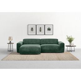 Ecksofa Trendmanufaktur "Braga, mit hochwertigem Kaltschaum, L-Form, in Cord erh&auml;ltlich", gr&uuml;n (winter moss), B:255cm H:72cm T:160cm, 88% Polyester, 12% Polyacryl, Sofas, Ecksofa, modernes Sofa, Couch mit hohem Sitzkomfort, 255/72/160 cm (B/H/T)
