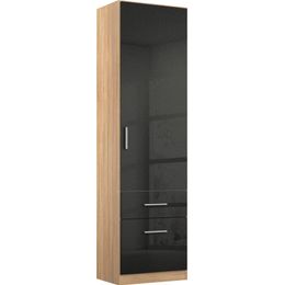 Dreht&uuml;renschrank Rauch "Kleiderschrank Schrank Garderobe Schlafzimmerschrank CELLE", grau (eiche sonoma, hochglanz effektgrau, griffe alu), B:47cm H:197cm T:54cm, Holzwerkstoff, Schr&auml;nke, Dreht&uuml;renschrank, in 4 Breiten und 2 H&ouml;hen, optional mit Schubk&auml;sten MADE IN GERMANY
