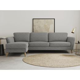 Ecksofa Home Affaire "MARSEILLE (279/152cm),L-Form, Rec. rechts/links, verschiedene Bez&uuml;ge", grau, B:279cm H:88cm T:152cm, Struktur fein (58% Polyester, 22% Polypropylen);Filzoptik (100% Polyester);Webstoff (100% Polyester), Sofas, Ecksofa, Massivholzbeine Eiche, Landhausstil, Wellenunterfederung