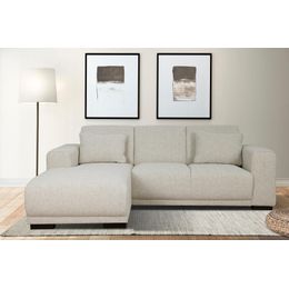 Ecksofa Home Affaire "BORNHOLM L-Form, B: 234 cm - OTTO. Verl&auml;ssliche Qualit&auml;t.", beige (creme), B:234cm H:85cm T:162cm, 100% Polyester, Sofas, Ecksofa, Recamiere links oder rechts bestellbar, Wellenfederung, inkl. 2 Kissen