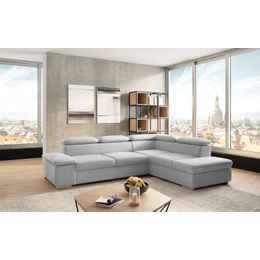 Sit & More Ecksofa SIT & MORE "Valentine L-Form, B: 272 cm", grau (steel), B:272cm H:73cm T:226cm, 100% Polyester, Sofas, Ecksofa, mit Arm- & Kopfteilverstellung, optional mit Bettfunktion, Topseller