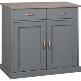 Kommode Inter Link "Luzern", grau, braun, B:90cm H:86cm T:45cm, FSC-zertifizierter Holzwerkstoff, MDF, Massivholz, Sideboards, Kommode