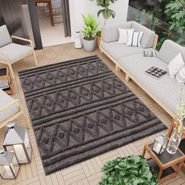 Teppich Carpet City "In-& Outdoorteppich Santorini 58538, 3D-Effekt, Raute-Optik", grau (anthrazit), B:200cm H:5mm L:290cm, Polypropylen (PP), Teppiche, Teppich, Wetterfest & UV-best&auml;ndig f&uuml;r Terrasse, Balkon, K&uuml;che, Flur