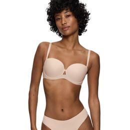 Balconette-BH Triumph "Pure Micro", Damen, Gr. 85, Cup E, beige (cameo beige), Single Jersey, Obermaterial: 47% Polyamid, 36% Polyester, 17% Elasthan, clean, unifarben, Basic, BHs Balconette-BH, nahezu unsichtbar, abnehmbare Tr&auml;ger
