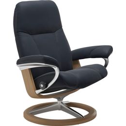 Relaxsessel stressless "Consul", blau (shadow blau paloma), B:78cm H:97cm T:70cm, Leder BATICK: BATICK ist ein leicht korrigiertes, durchgef&auml;rbtes und genarbtes M&ouml;belleder, bei dem die meisten Unebenheiten und Spuren in der Regel entfernt wurden.;Leder PALOMA: PALOMA ist ein durchgef&auml;rbtes Semianilin-M&ouml;belleder mit nat&uuml;rlicher Narbung.;ROHLEDER Stoff Q2 FARON: Ein fester zuverl&auml;ssiger Boucl&eacute; mit e