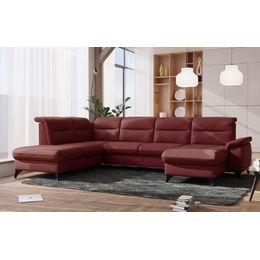 Sit & More Wohnlandschaft SIT & MORE "Astoria U-Form", rot (bordeaux), B:329cm H:91cm T:225cm, 100% Polyester, Sofas, Wohnlandschaft, wahlweise mit motorischer Relaxfunktion