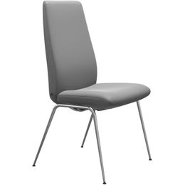 Polsterstuhl stressless "Laurel", grau (wild dove batick, chrom matt), B:57cm H:105cm T:60cm, Leder BATICK: BATICK ist ein leicht korrigiertes, durchgef&auml;rbtes und genarbtes M&ouml;belleder, bei dem die meisten Unebenheiten und Spuren in der Regel entfernt wurden., St&uuml;hle, Polsterstuhl, High Back, Gr&ouml;&szlig;e L, mit Beinen aus Stahl in Chrom matt