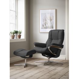 Relaxsessel stressless "Mayfair", grau (charcoal dinamica), B:83cm H:102cm T:74cm, Microfaser DINAMICA (88% Polyester, 12% Polyurethan), Sessel, Relaxsessel, mit Hocker, mit Cross Base, Gr&ouml;&szlig;e S, M & L, Holzakzent Schwarz