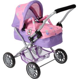 Bayer Chic 2000 Puppenwagen CHIC2000 "Smarty, Mini-Kuschelwagen", lila (herzchen lila), Puppenwagen, KinderB:56cm H:56cm T:56cm, Kunststoff, Metall, Stoff, mit herausnehmbarer Tragetasche, B:56cm H:56cm T:56cm