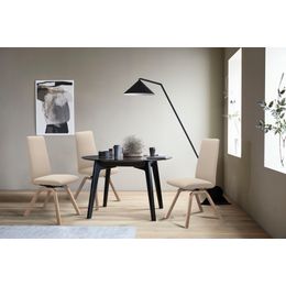 Polsterstuhl stressless "Laurel", beige (cream batick, eiche natur), B:49cm H:105cm T:60cm, Leder BATICK: BATICK ist ein leicht korrigiertes, durchgef&auml;rbtes und genarbtes M&ouml;belleder, bei dem die meisten Unebenheiten und Spuren in der Regel entfernt wurden., St&uuml;hle, Polsterstuhl, High Back, Gr&ouml;&szlig;e L, mit schr&auml;ggestellten Beinen in Eiche natur